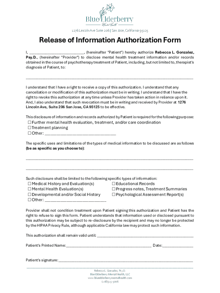 Fillable Online Release of Information Authorization Fax Email Print - pdfFiller