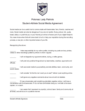 Fillable Online Student-athlete Social Media Agreement Fax Email Print ...