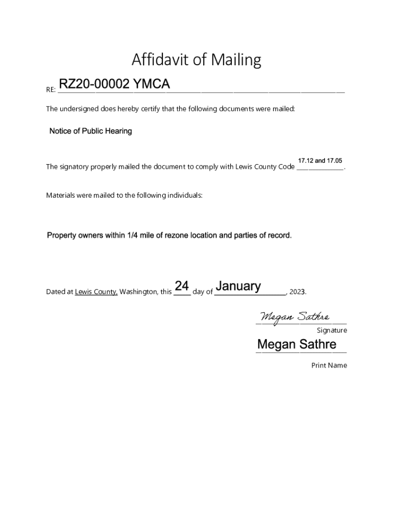 Fillable Online Affidavit of Mailing Fax Email Print - pdfFiller