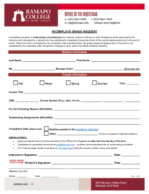 Fillable Online Incomplete Grade Request Form Fax Email Print - pdfFiller