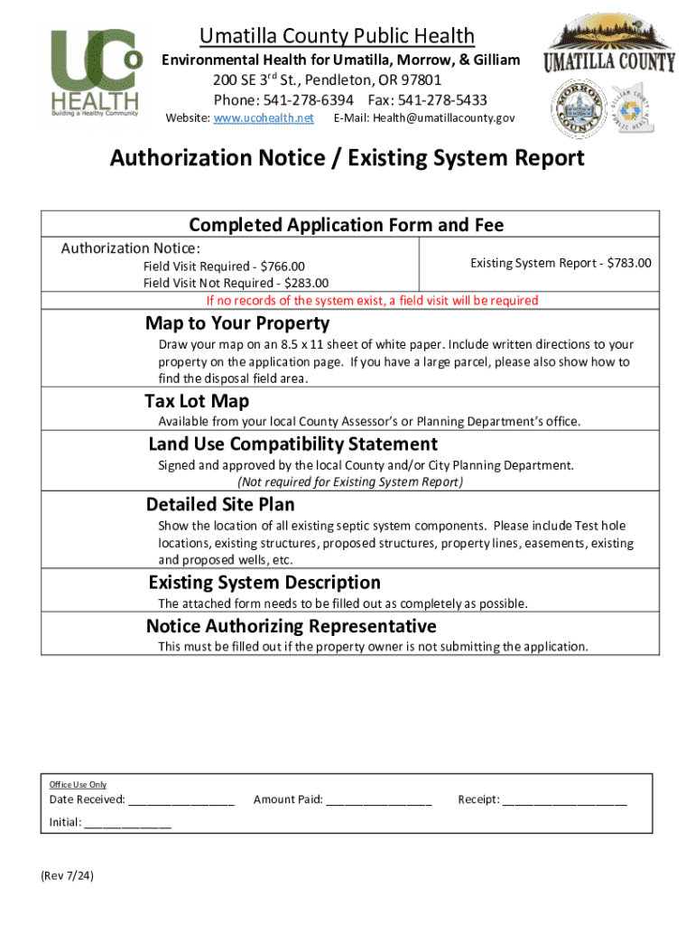 Fillable Online Umatilla County Public Health - Onsite Sewage Treatment System Application Fax ...
