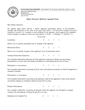 Fillable Online Master Instructor Reference Appraisal Form Fax Email ...