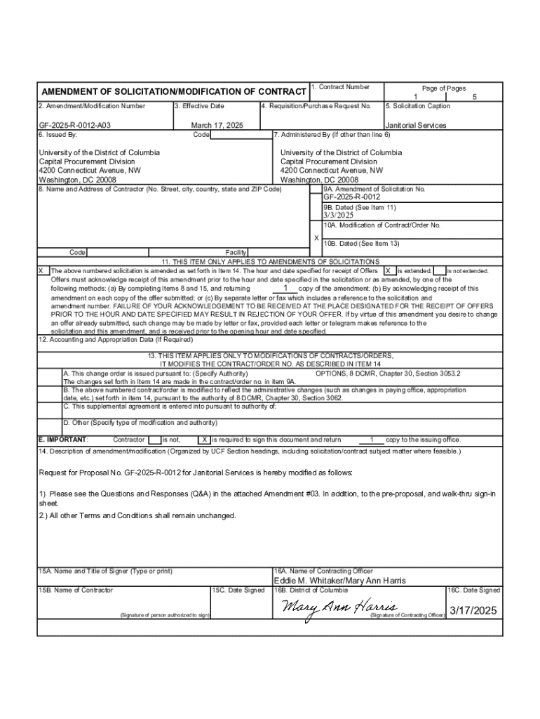 Fillable Online Amendment/modification of Contract Gf-2025-r-0012-a03 Fax Email Print - pdfFiller