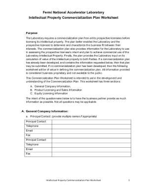 Fillable Online Intellectual Property Commercialization Plan Fax Email ...