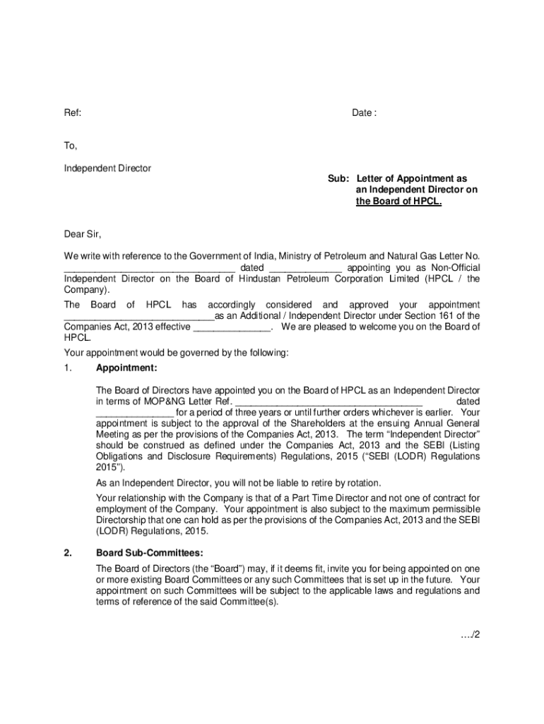 Fillable Online Sub: Letter of Appointment as Fax Email Print - pdfFiller