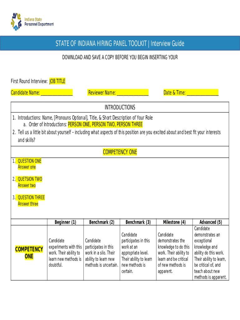 First Round Interview:JOB TITLE Doc Template | pdfFiller