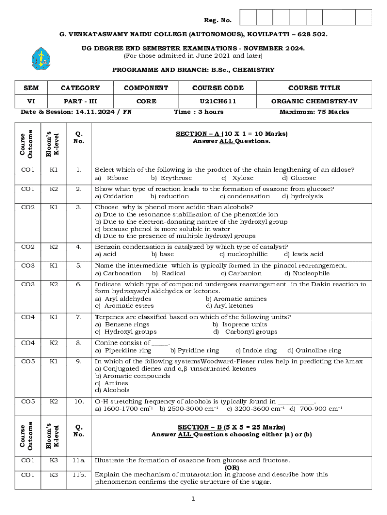 Fillable Online ORGANIC CHEMISTRY-IV Fax Email Print - pdfFiller