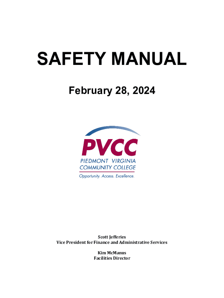 Fillable Online Piedmont Virginia Community College Safety Manual Fax ...
