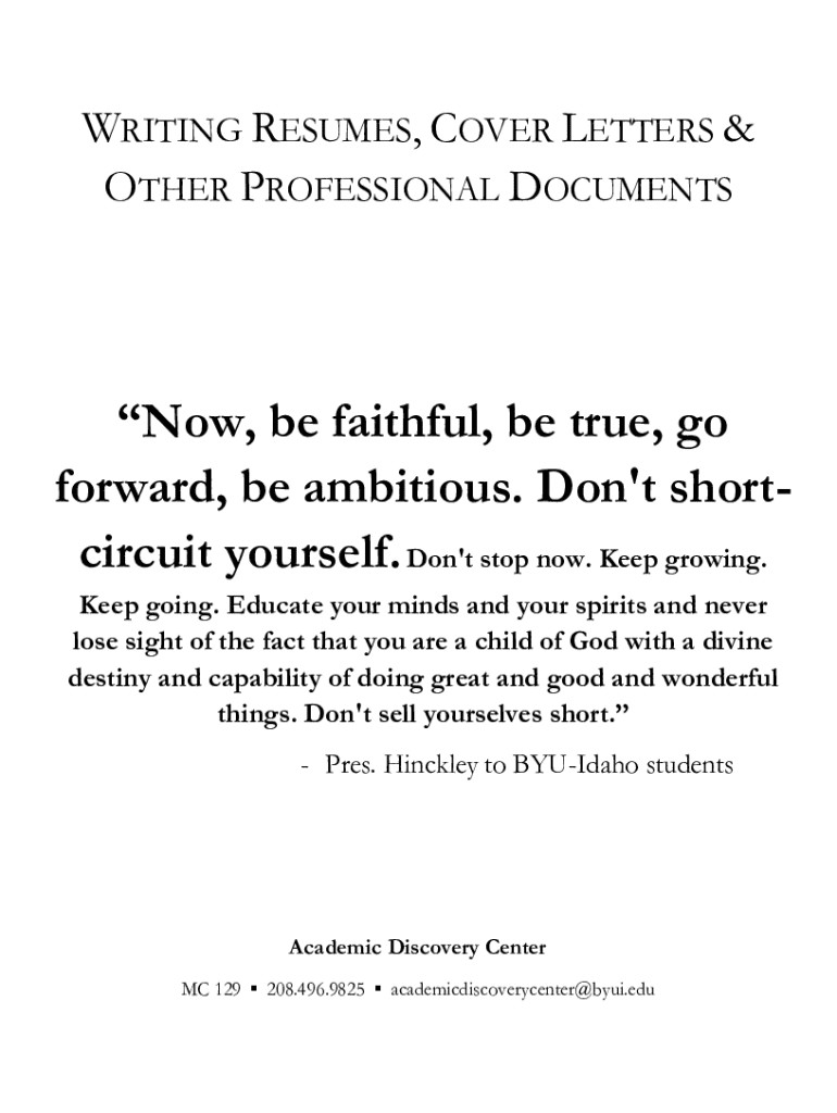 Fillable Online WRITING RESUMES, COVER LETTERS & Fax Email Print - pdfFiller