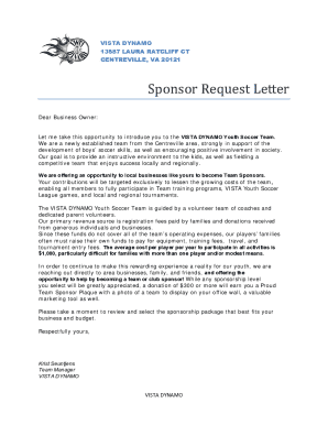 Fillable Online Sponsor Request Letter Fax Email Print - pdfFiller