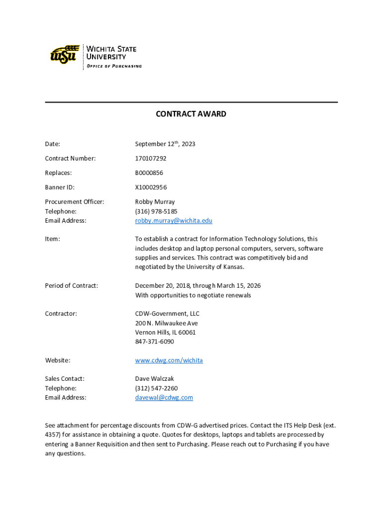 Fillable Online Contract Award for Information Technology Solutions Fax ...