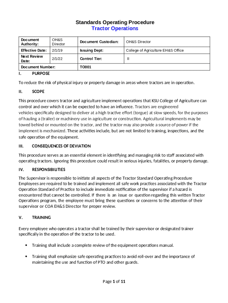 Standards Operating Procedure Doc Template | pdfFiller