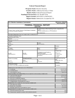 Fillable Online Federal Financial Report - Election Security Fax Email ...
