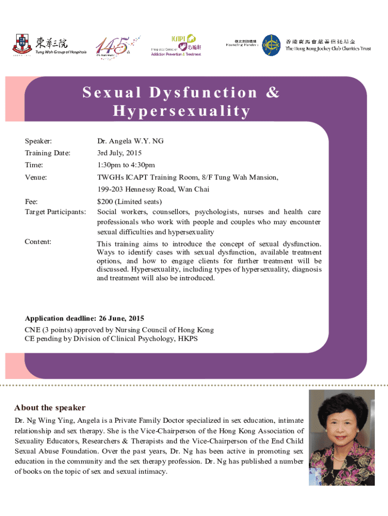 Fillable Online Training on Sexual Dysfunction and Hypersexuality Fax Email Print - pdfFiller