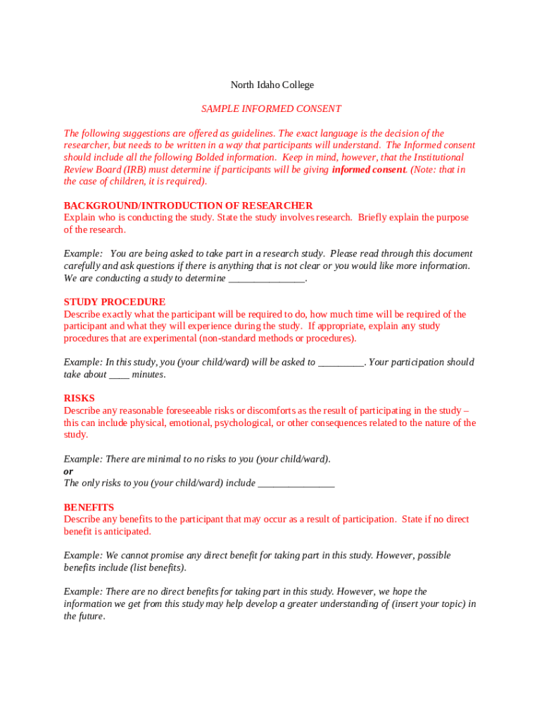 Sample Ined Consent Doc Template | pdfFiller