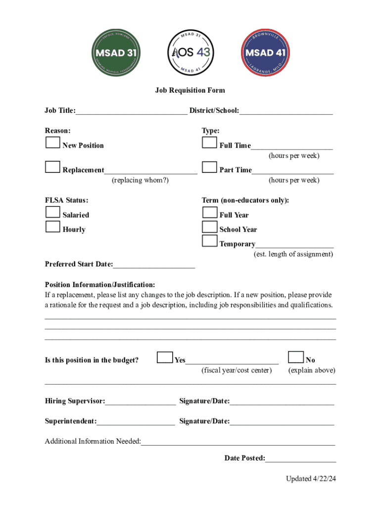 Fillable Online Job Requisition Form Fax Email Print - pdfFiller