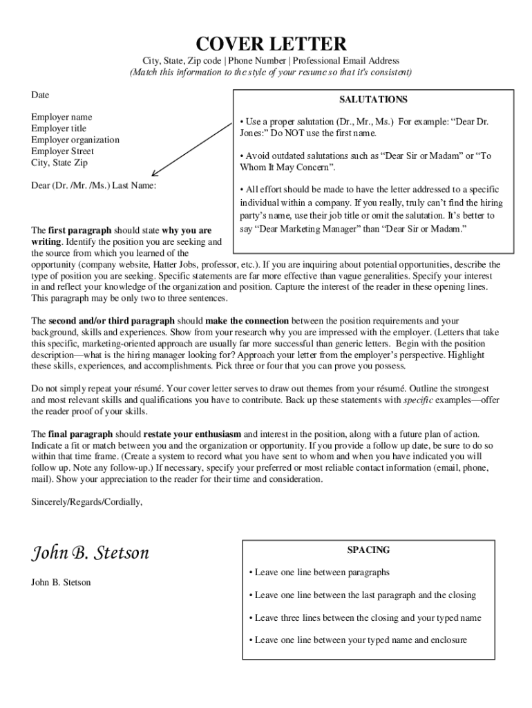 Fillable Online Professional Cover Letter Guide Fax Email Print - pdfFiller