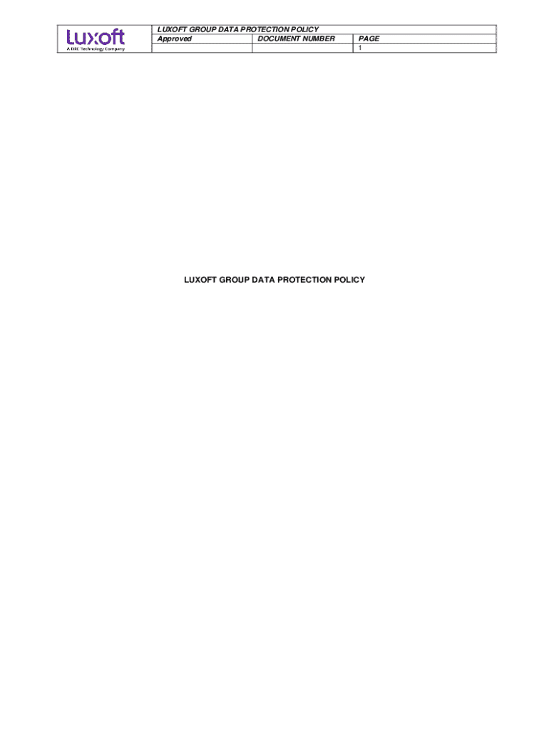 Fillable Online Luxoft Group Data Protection Policy Fax Email Print - pdfFiller