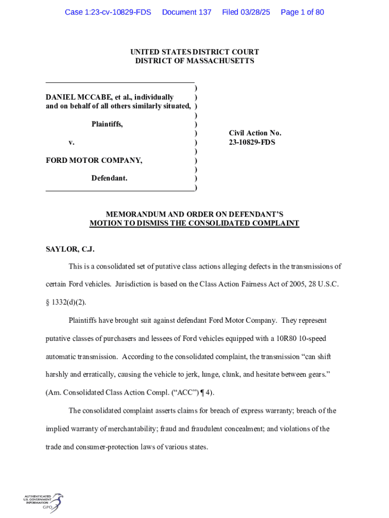 Fillable Online Memorandum and Order on Defendant’s Motion to Dismiss ...