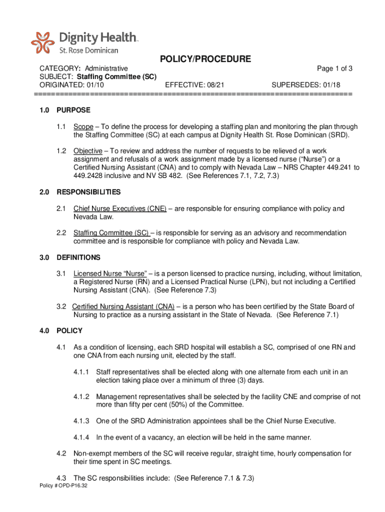 Fillable Online Staffing Committee Policies and Procedures Fax Email ...