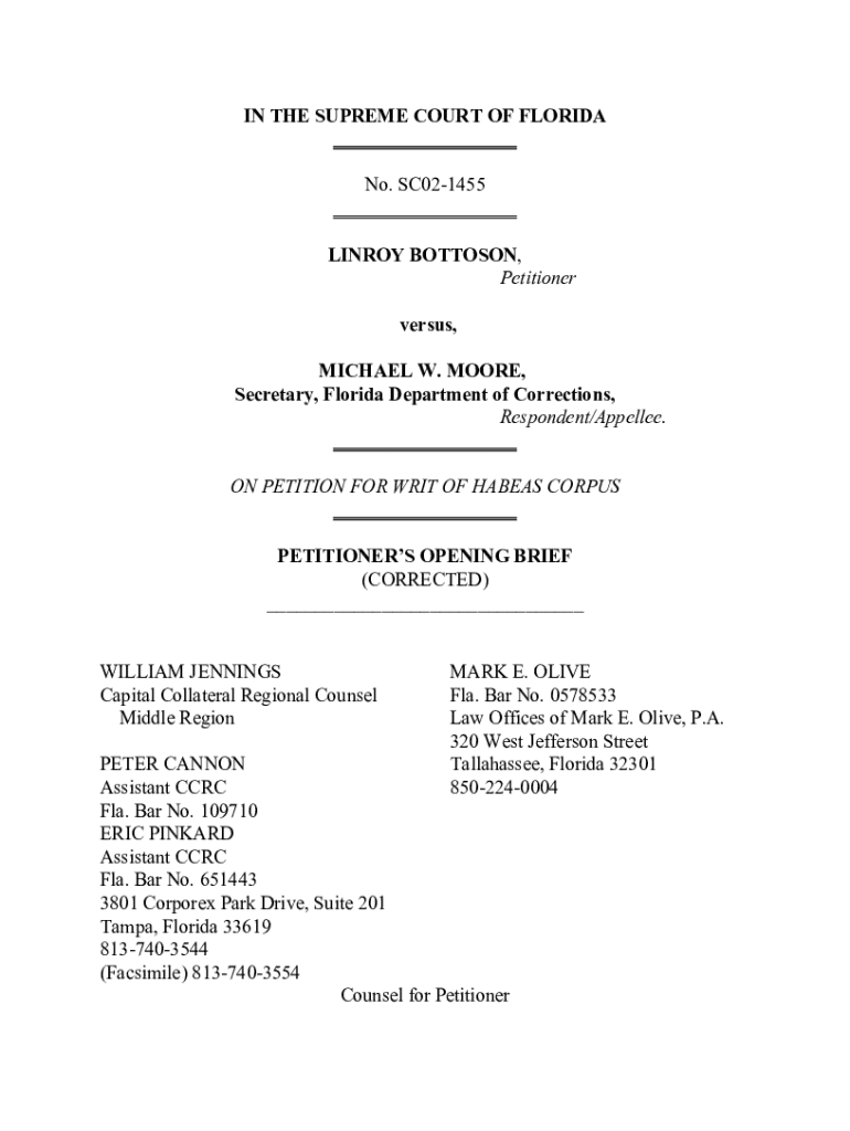 Fillable Online Petitioner’s Opening Brief Fax Email Print - pdfFiller