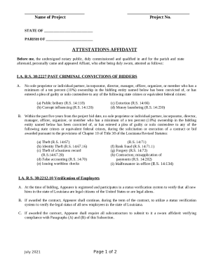 ATTESTATIONS AFFIDAVIT - doa louisiana Doc Template | pdfFiller