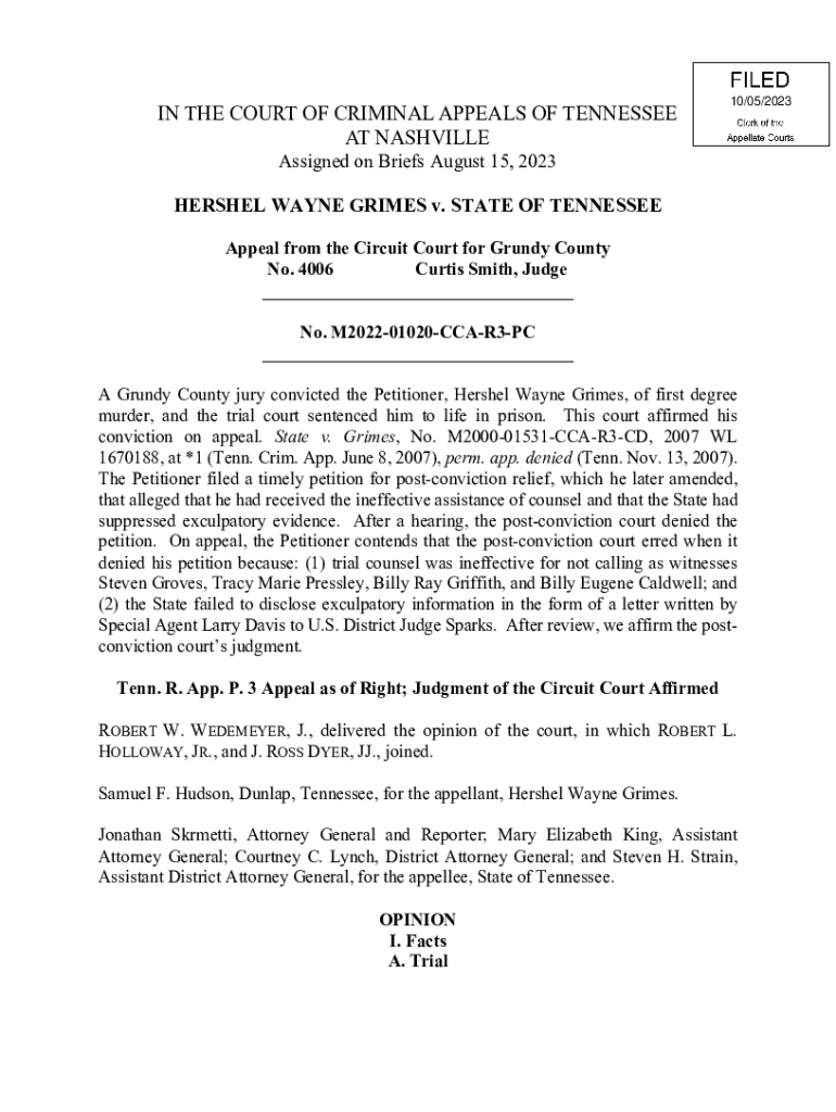 Fillable Online HERSHEL WAYNE GRIMES v Fax Email Print - pdfFiller