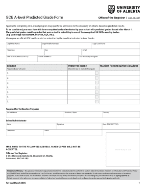 Fillable Online Gce a-level Predicted Grade Form Fax Email Print ...