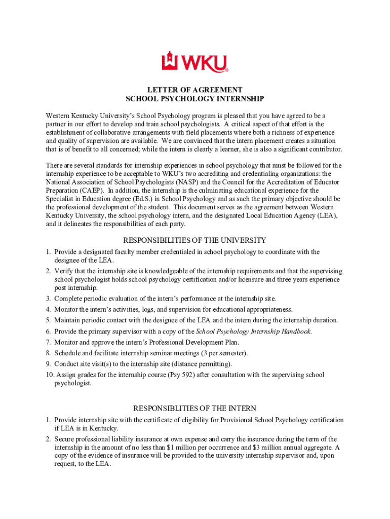 Fillable Online School Psychology Internship Agreement Fax Email Print - pdfFiller