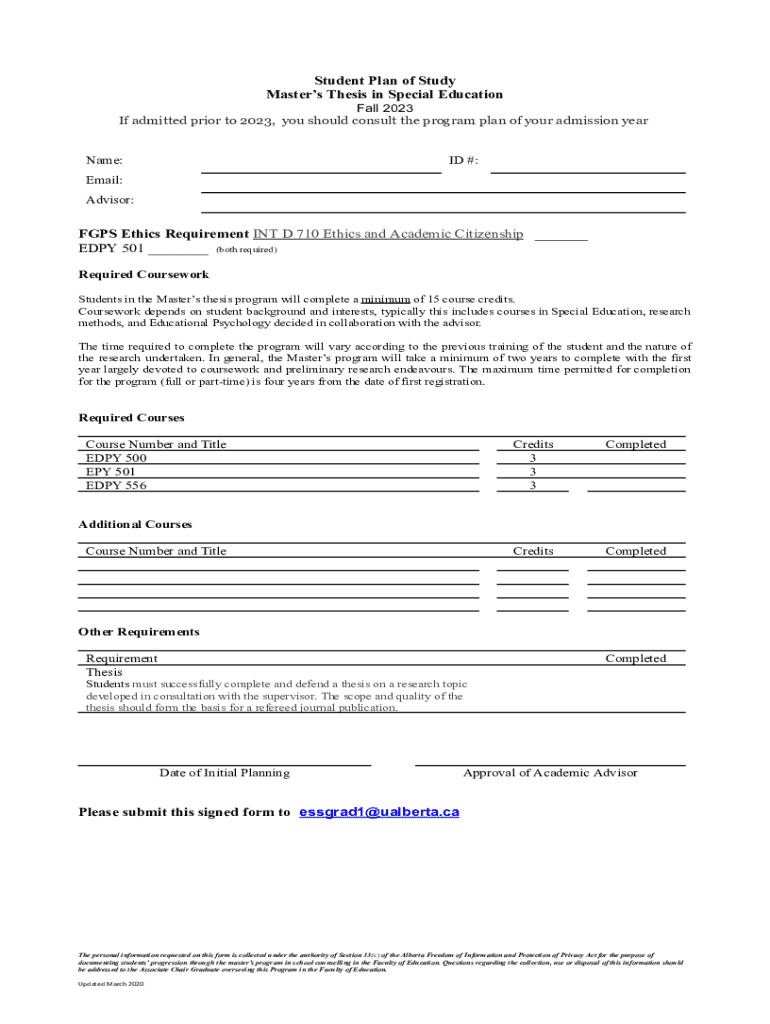 Fillable Online Master’s Thesis in Special Education Fax Email Print ...