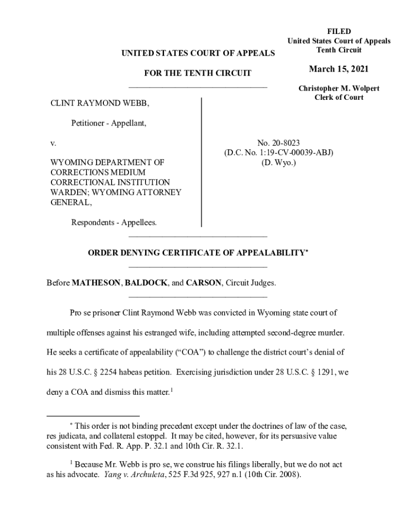 Fillable Online CLINT RAYMOND WEBB, Fax Email Print - pdfFiller