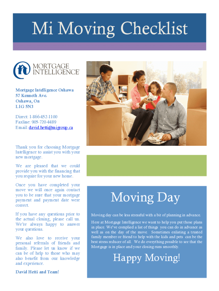 Fillable Online Mi Moving Checklist Fax Email Print - pdfFiller