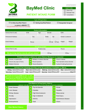 Fillable Online Baymed Clinic Patient Intake Form Fax Email Print ...