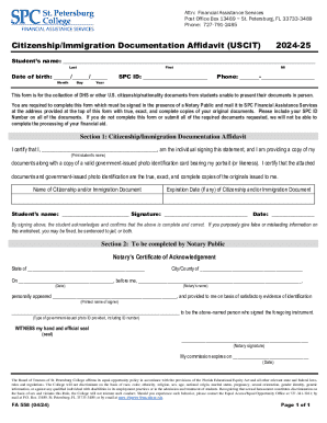 Fillable Online Citizenship/immigration Documentation Affidavit Fax ...