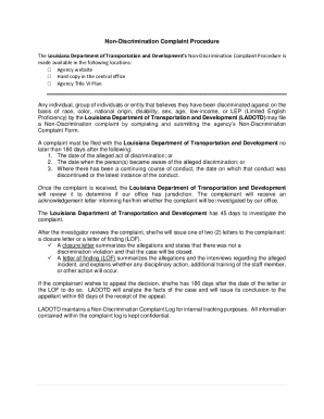 Fillable Online Non-discrimination Complaint Procedure Fax Email Print - pdfFiller