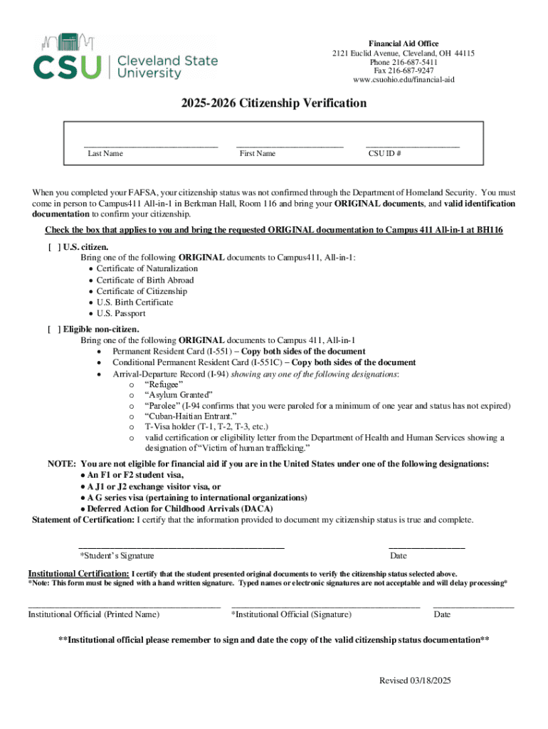 Fillable Online 2025-2026 Citizenship Verification Form Fax Email Print ...