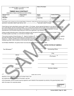 Fillable Online Timber Sale Contract (applicable to Sales to Be ...