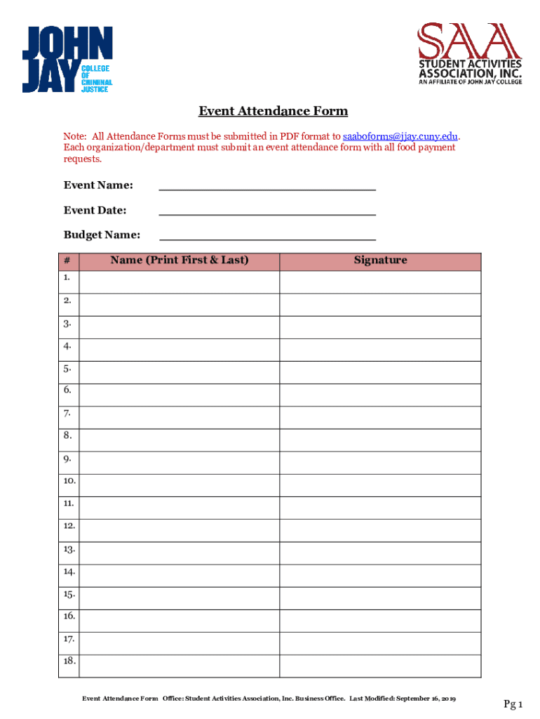 Fillable Online Event Attendance Form Fax Email Print - pdfFiller
