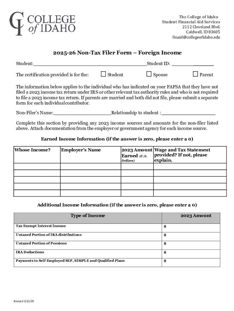 Fillable Online 2025-26 Non-tax Filer Form Fax Email Print - pdfFiller