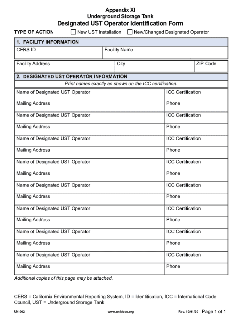 Fillable Online Appendix Xi Underground Storage Tank Fax Email Print ...