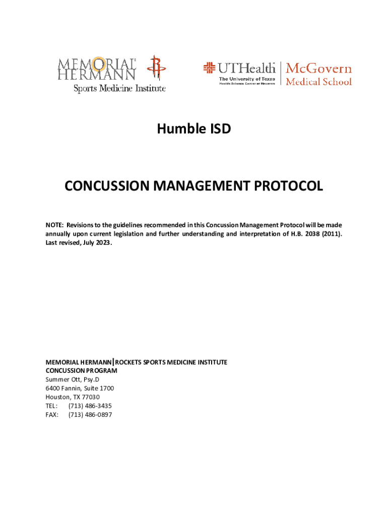 Fillable Online Concussion Management Protocol Fax Email Print - pdfFiller