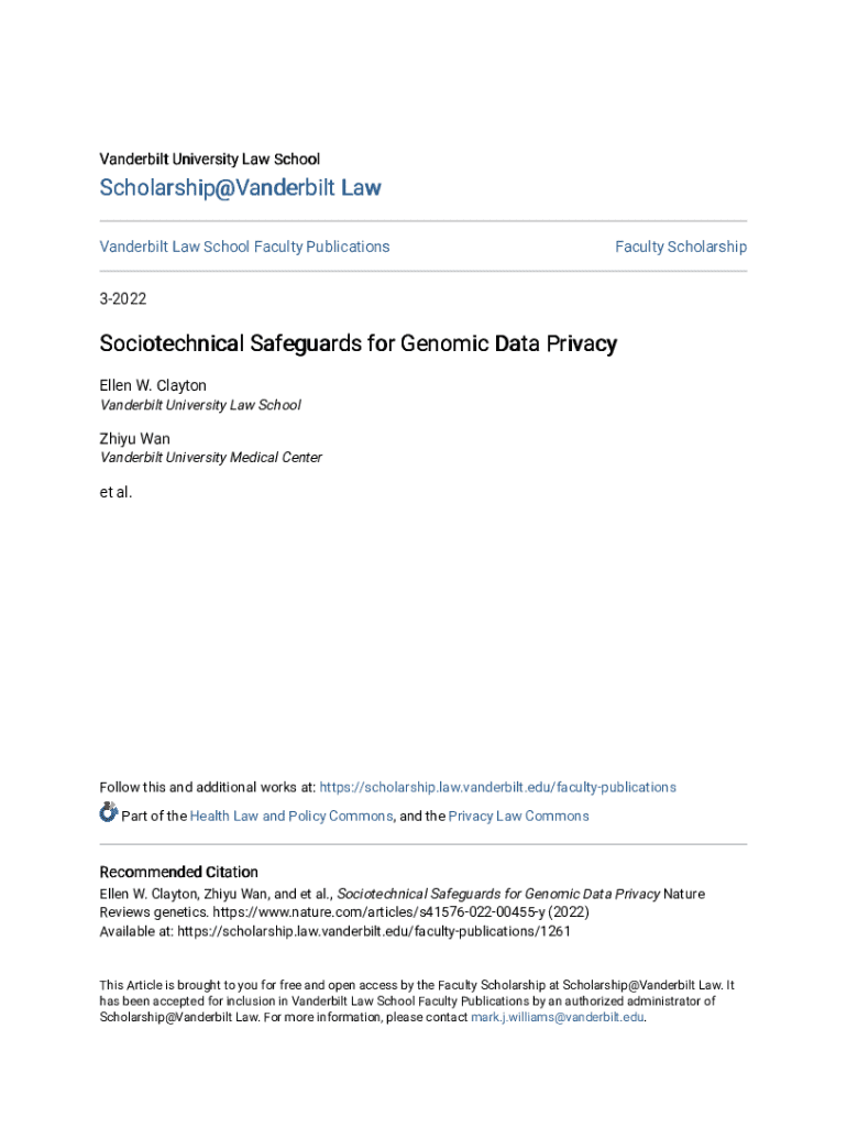 Fillable Online Sociotechnical Safeguards for Genomic Data Privacy Fax ...