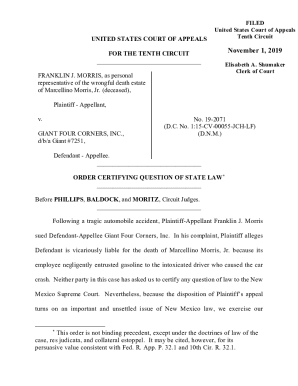 Fillable Online Order Certifying Question of State Law to the New Mexico Supreme Court Fax Email ...