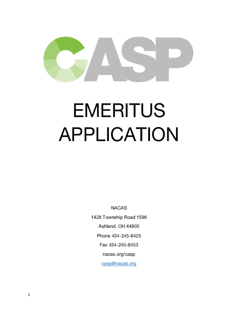 Fillable Online Casp Emeritus Application Form Fax Email Print - pdfFiller
