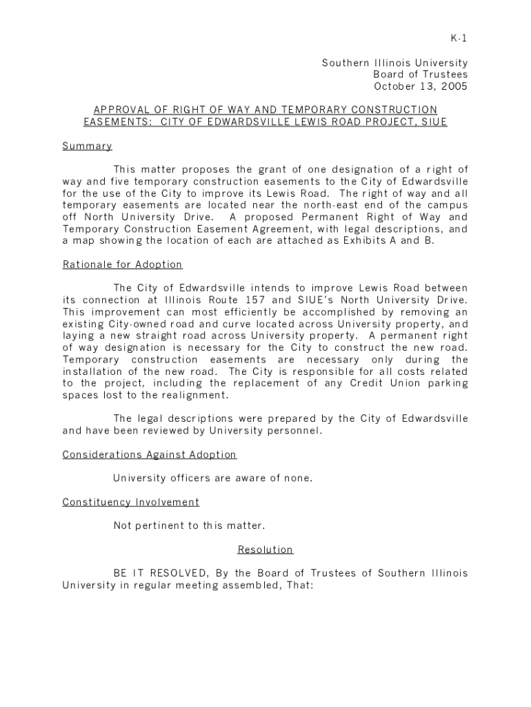 Fillable Online Approval of Right of Way and Temporary Construction ...