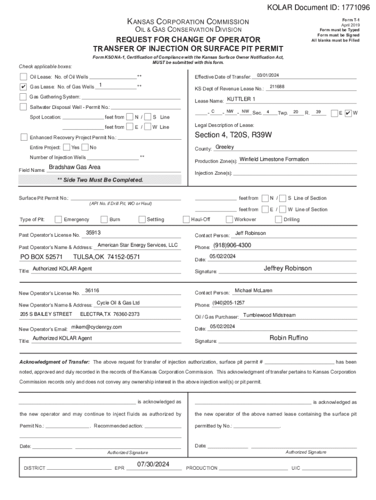 Fillable Online Request for Change of Operator Fax Email Print - pdfFiller
