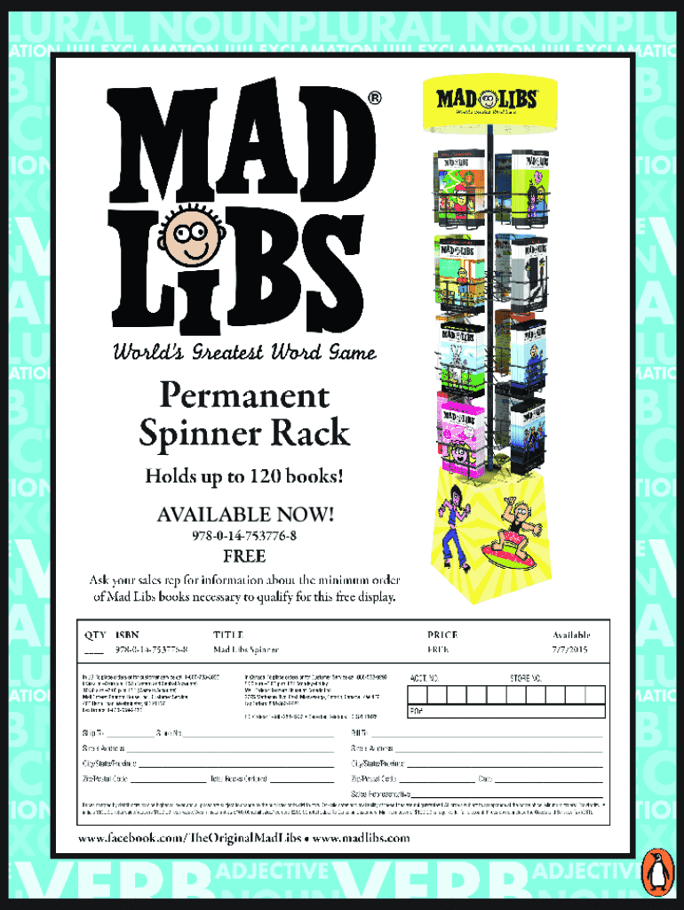 Fillable Online Order the Mad Libs Permanent Floor Display Spinner Now ...