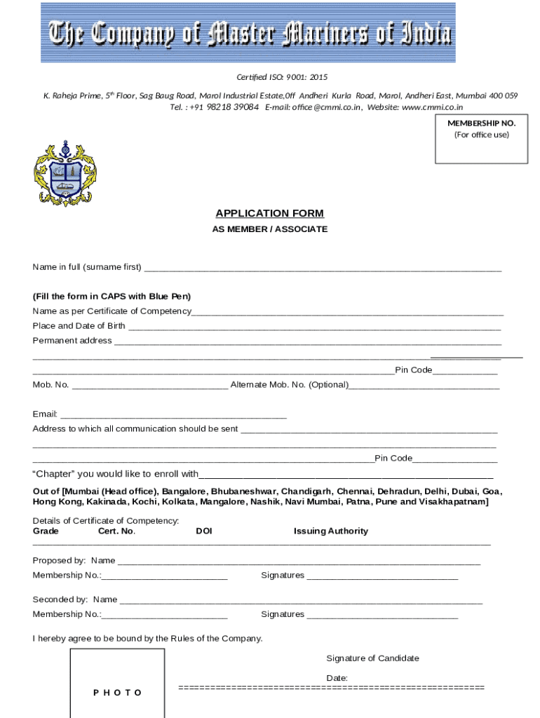 Application as Member / Associate Doc Template | pdfFiller