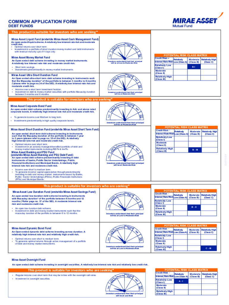 Fillable Online Common Application Form for Investment in Mutual Funds ...
