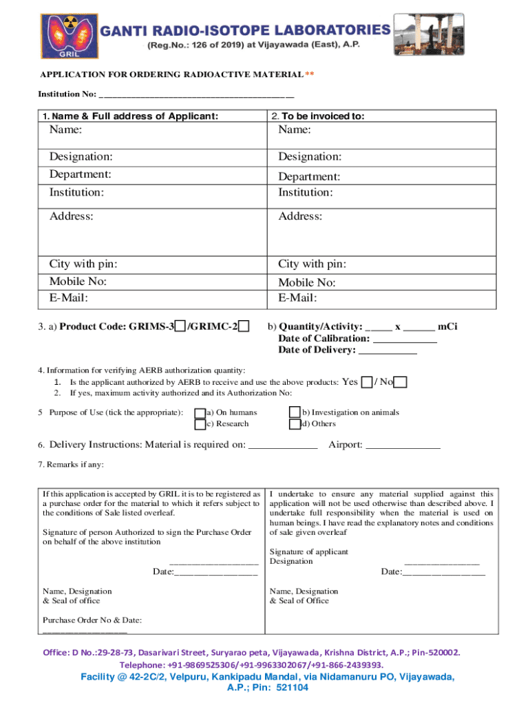 Fillable Online Application for Ordering Radioactive Material Fax Email Print - pdfFiller
